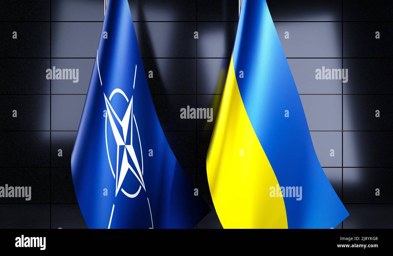 Ukraine and NATO flags - 3D illustration Stock Photo - Alamy