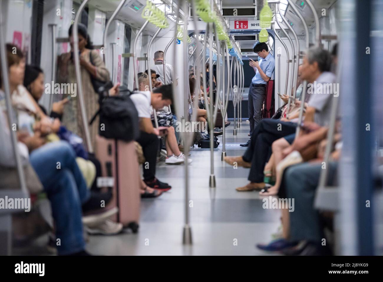 Singapore City, Singapore - September 08, 2019: Passengers in a Mass ...