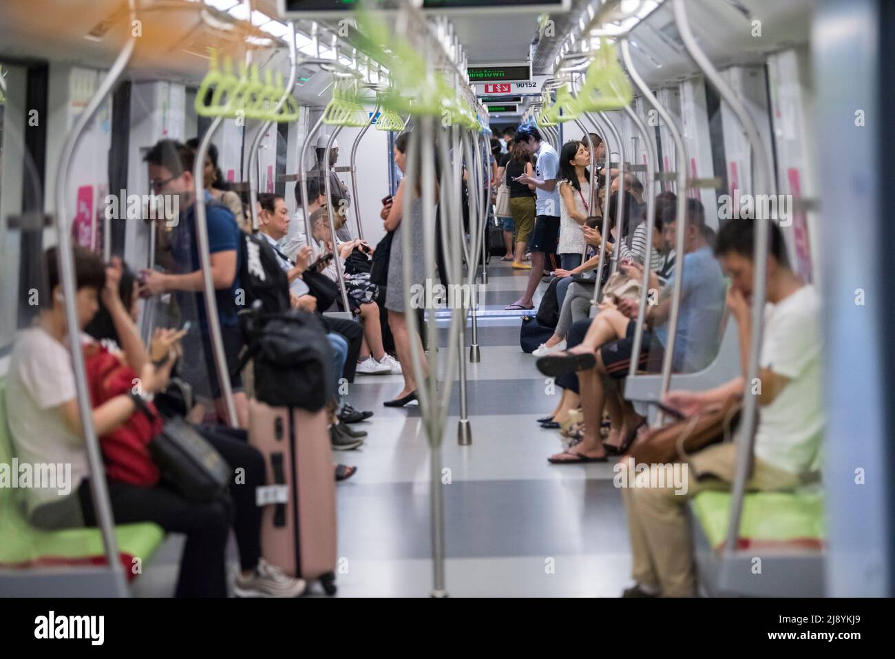 Singapore City, Singapore - September 08, 2019: Passengers in a Mass ...