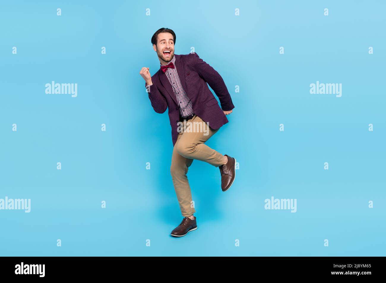 Full size photo of young cheerful guy have fun dancing clubber event ...
