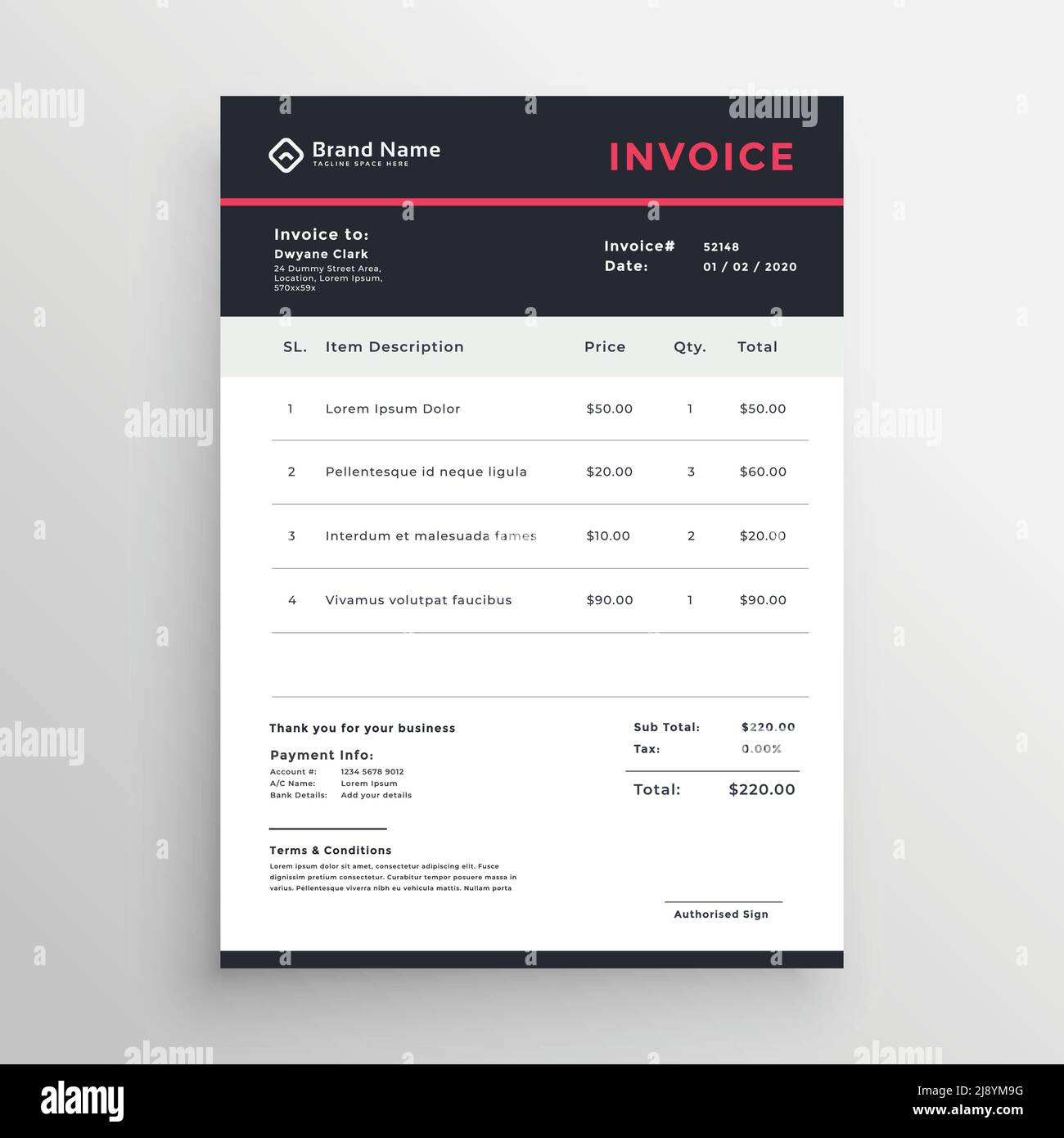 Invoice vector hi-res stock photography and images - Alamy