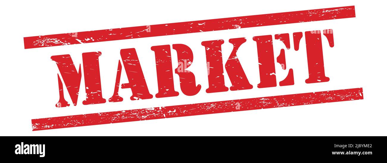 MARKET text on red grungy vintage rubber stamp Stock Photo - Alamy