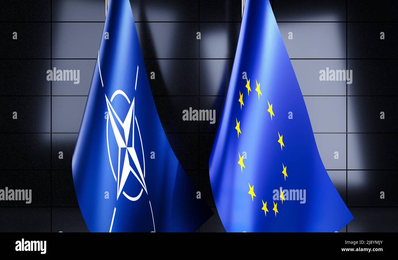 European Union and NATO flags - 3D illustration Stock Photo - Alamy