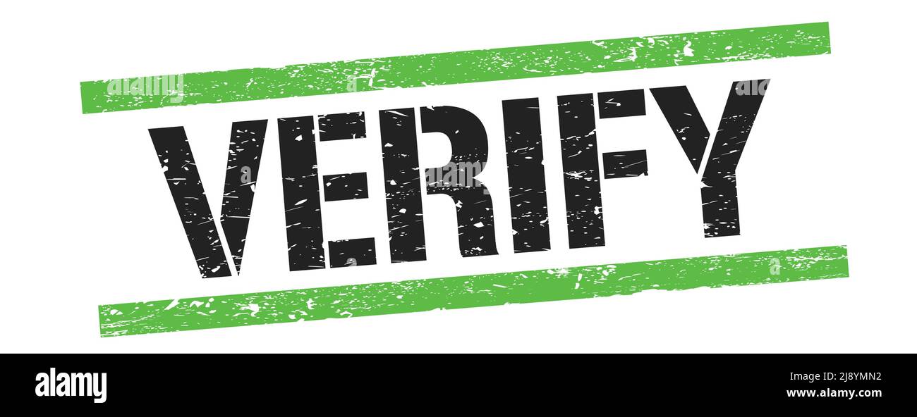 VERIFY text on black green grungy lines stamp sign Stock Photo - Alamy