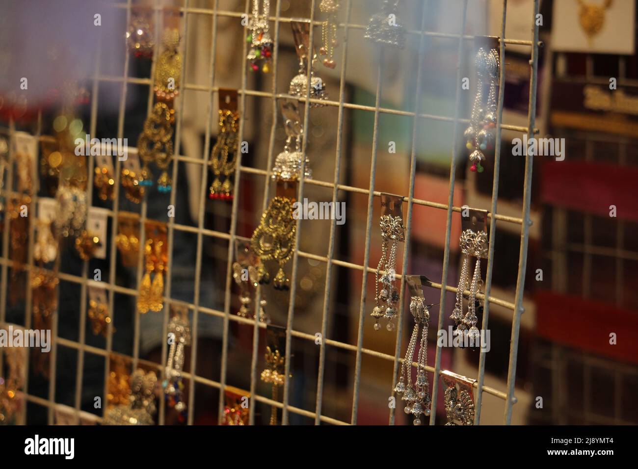 Jewelry on window display Stock Photo - Alamy