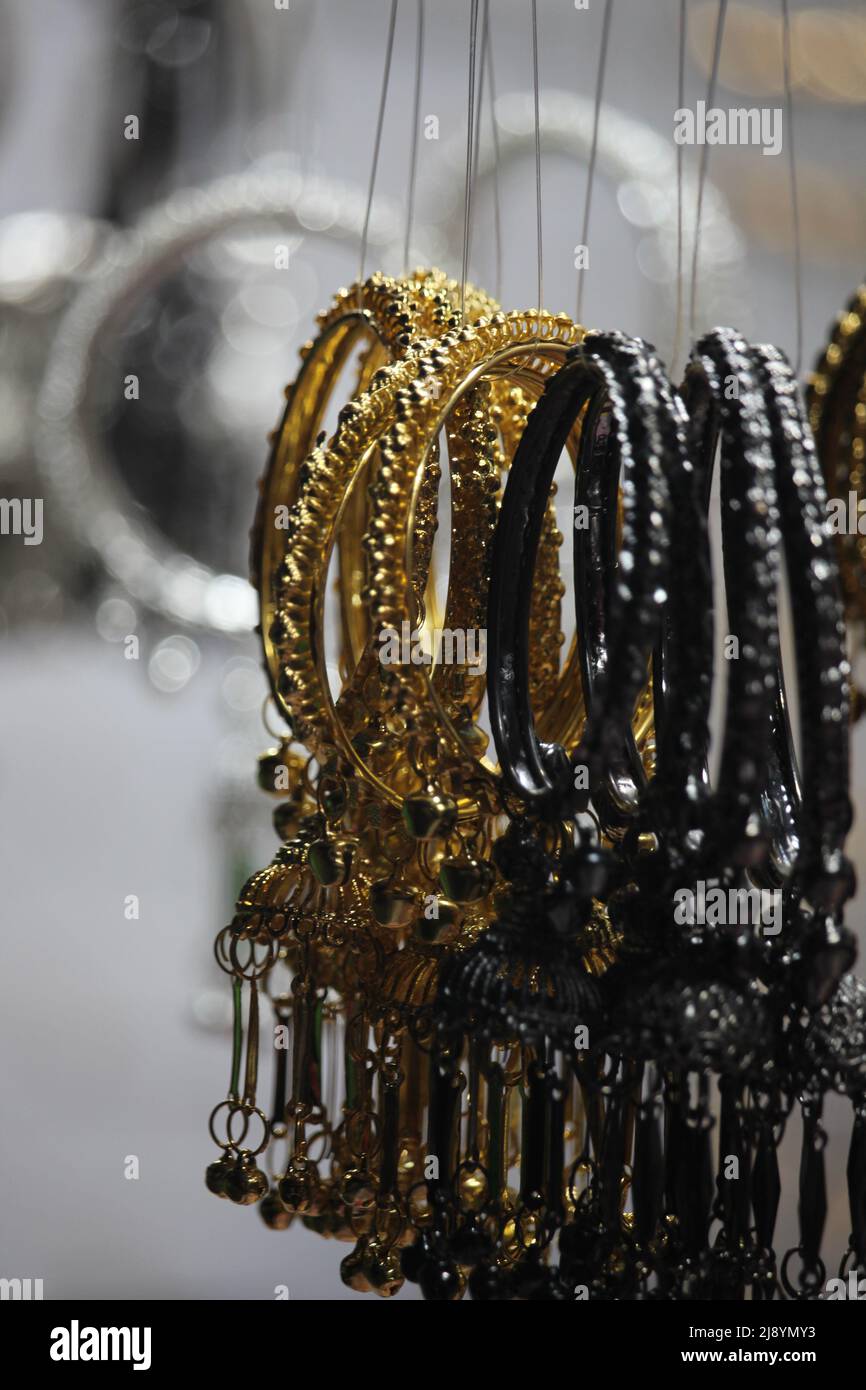Jewelry on window display Stock Photo - Alamy