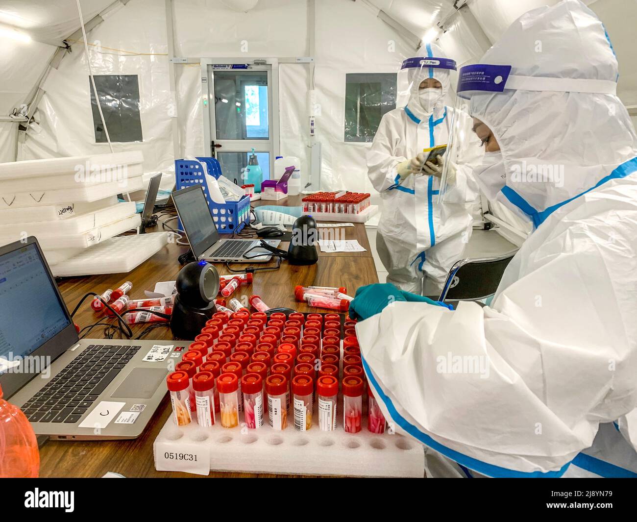 ANYANG, CHINA - MAY 19, 2022 - A staff member tests a sample at a ...