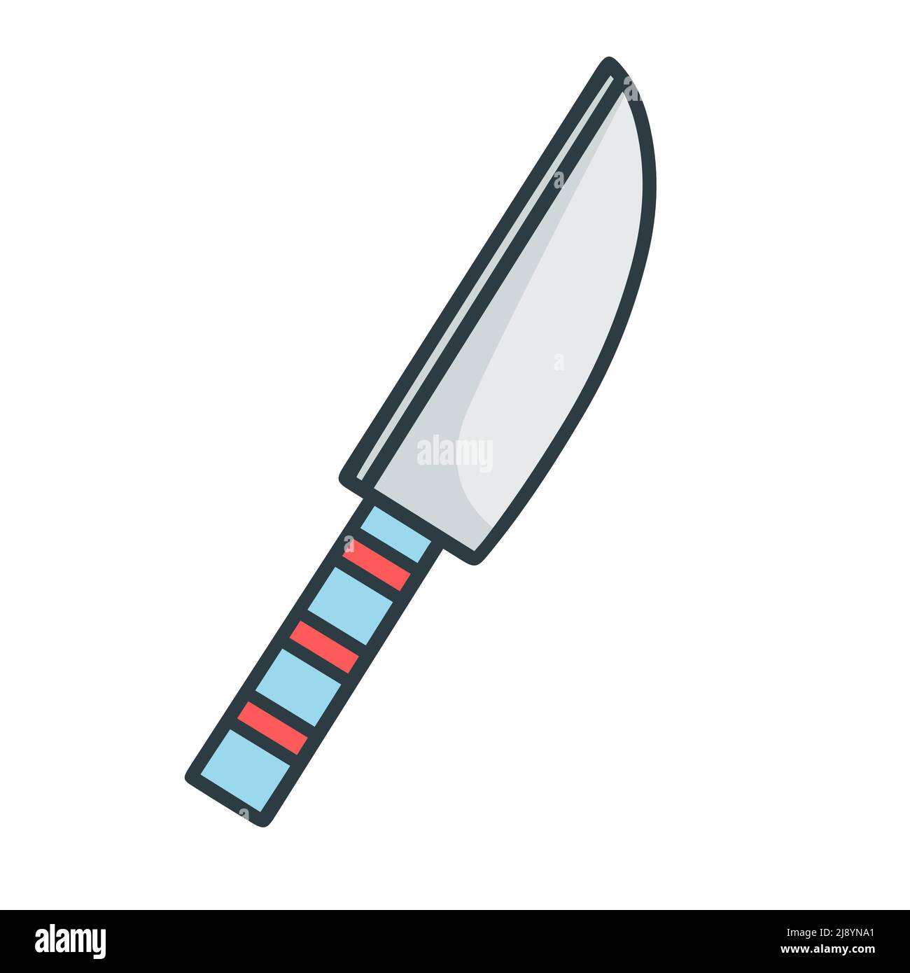 Knife with big steel blade doodle style isolated vector illustration ...