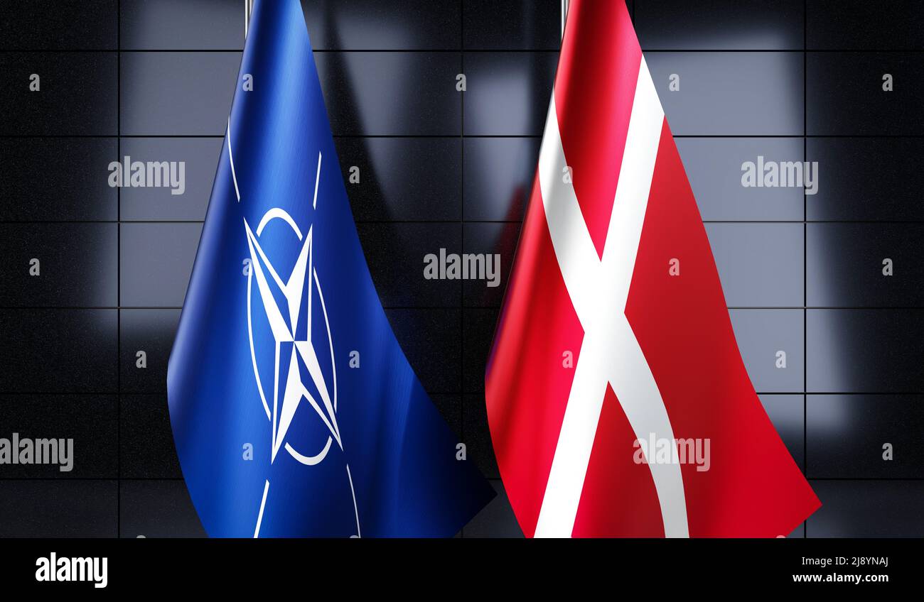 Denmark and NATO flags - 3D illustration Stock Photo - Alamy