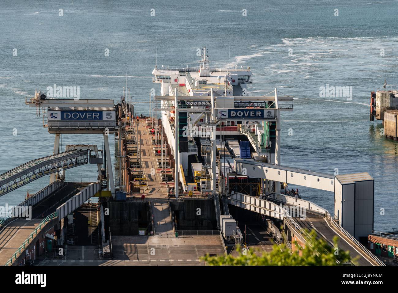 lorries arriving at ferry teminal at Dover, Port of Dover, Kent ...