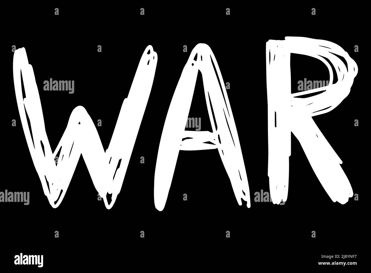 Hand-drawn word war. Tangled sign of peace, no war, relations between ...