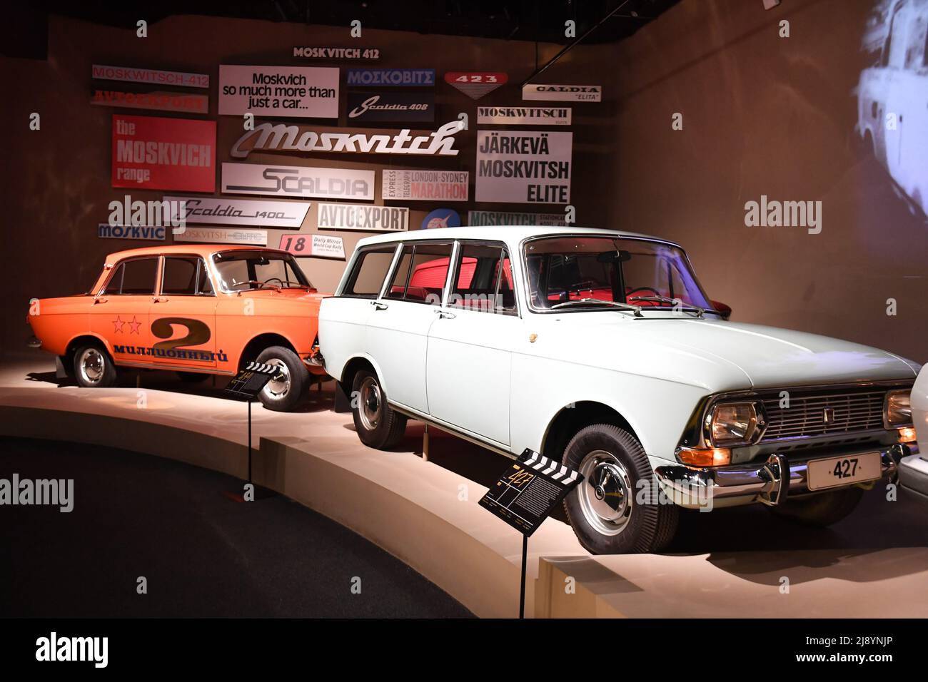 Moscow. The Moskvich-427 car (on the right) at opening of the Moskvich ...