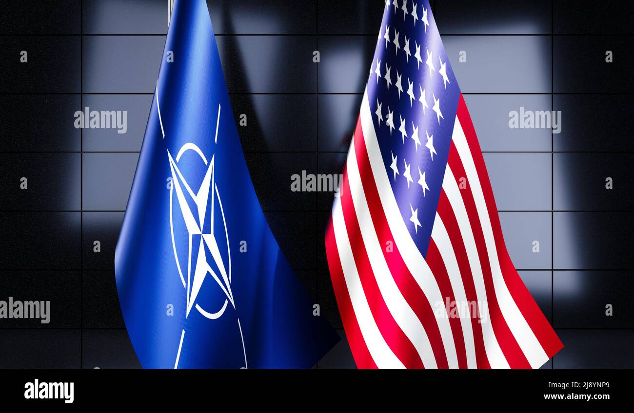 USA and NATO flags - 3D illustration Stock Photo - Alamy
