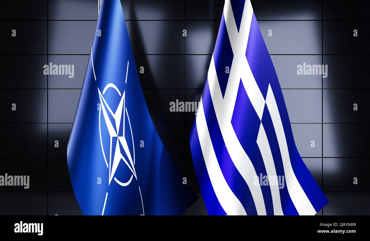 Greece and NATO flags - 3D illustration Stock Photo - Alamy