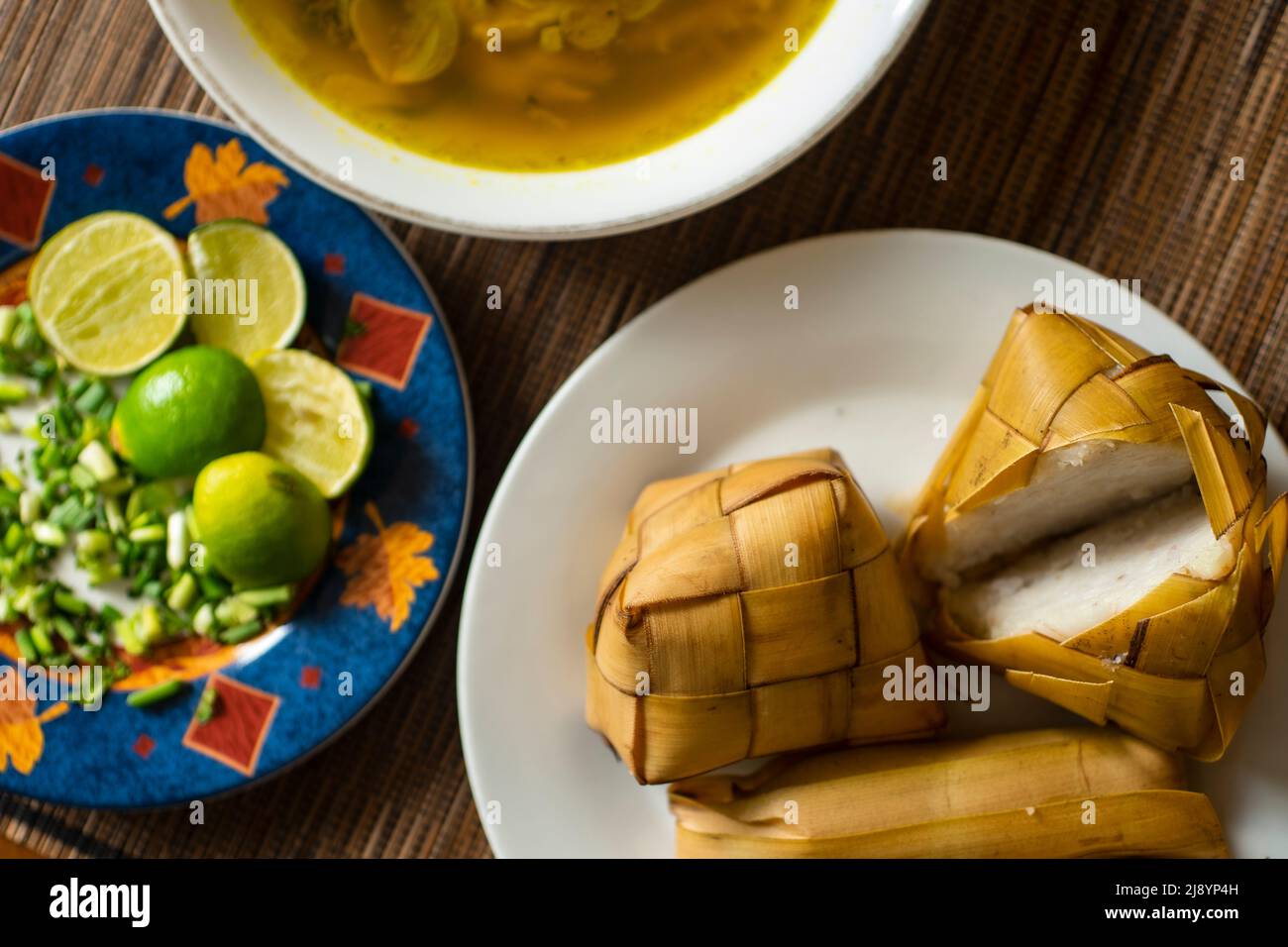 Rice cake (Ketupat) is Cooked Rice packed inside a diamond-shaped ...