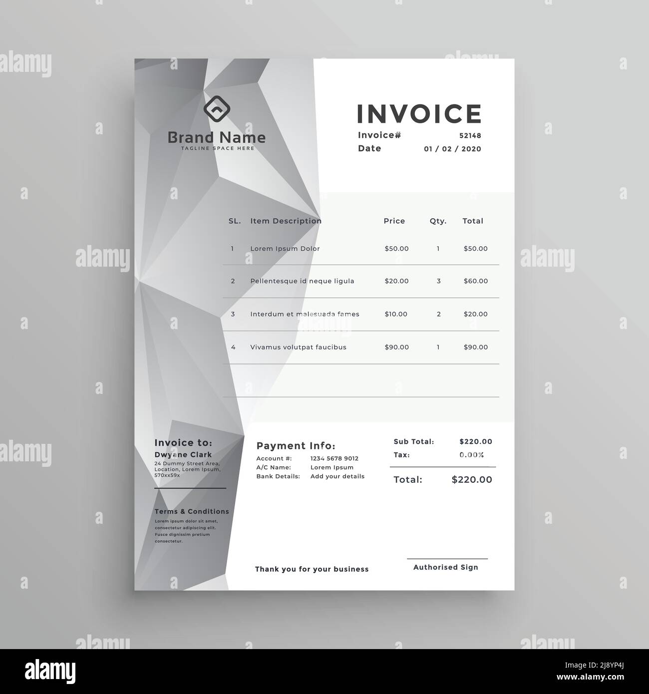 Creative minimal invoice Stock Vector Images - Alamy