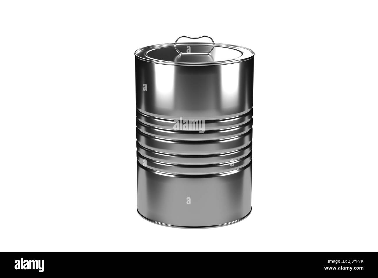 Close-up metal tin can on white background separated shot. Include ...