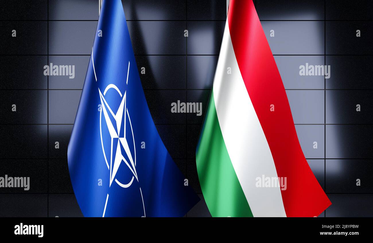 Hungary and NATO flags - 3D illustration Stock Photo - Alamy