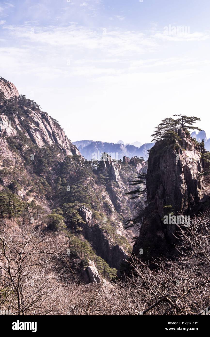 Wonderful and curious sea of clouds at beautiful Huangshan mountain ...