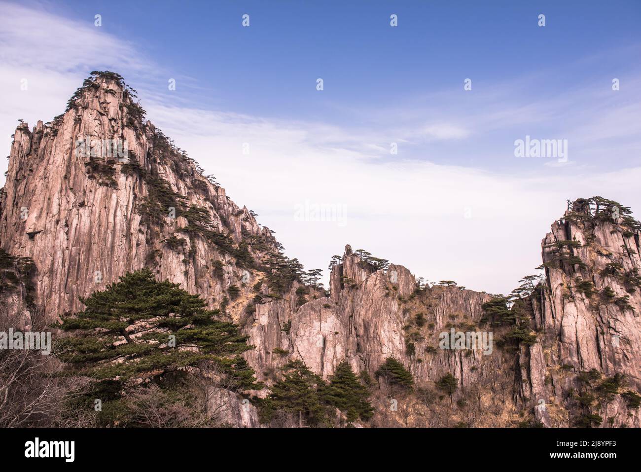 Wonderful and curious sea of clouds at beautiful Huangshan mountain landscape in China Stock ...