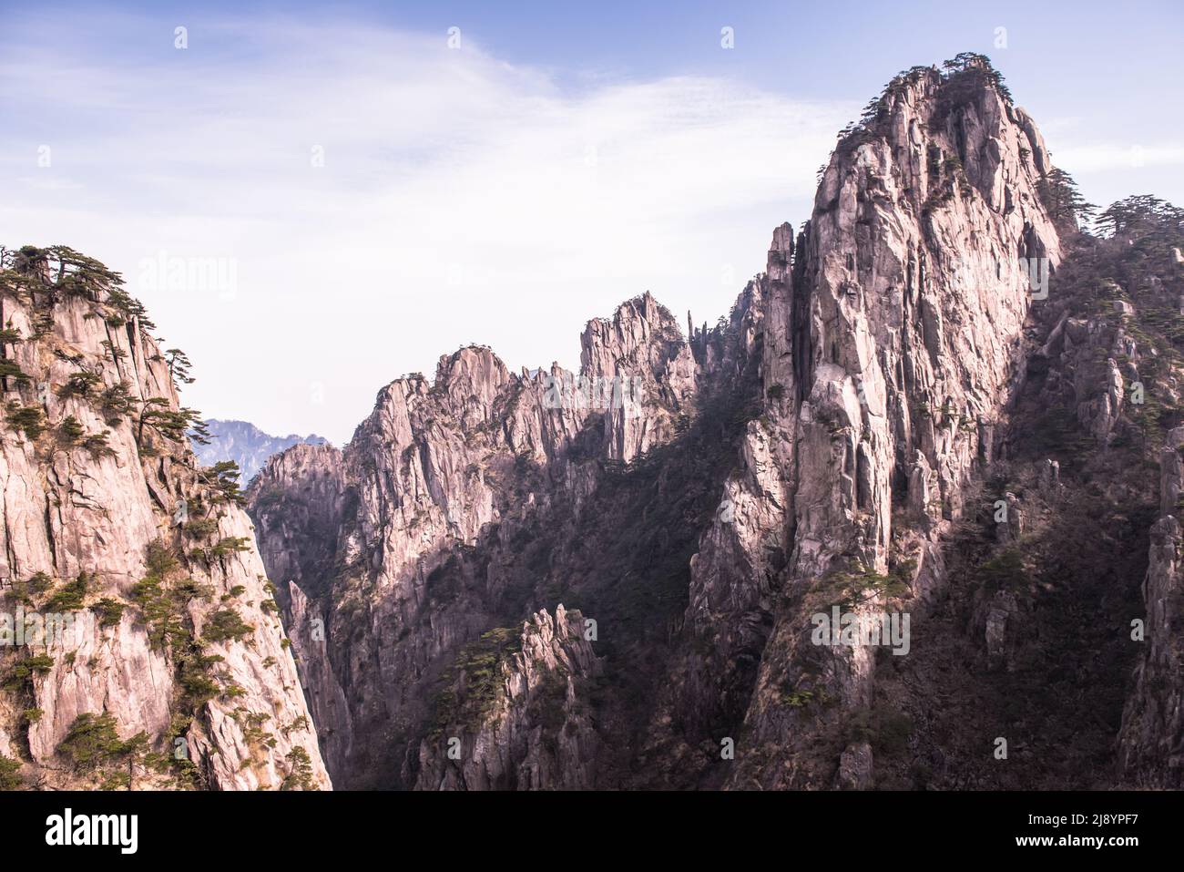 Wonderful and curious sea of clouds at beautiful Huangshan mountain landscape in China Stock ...