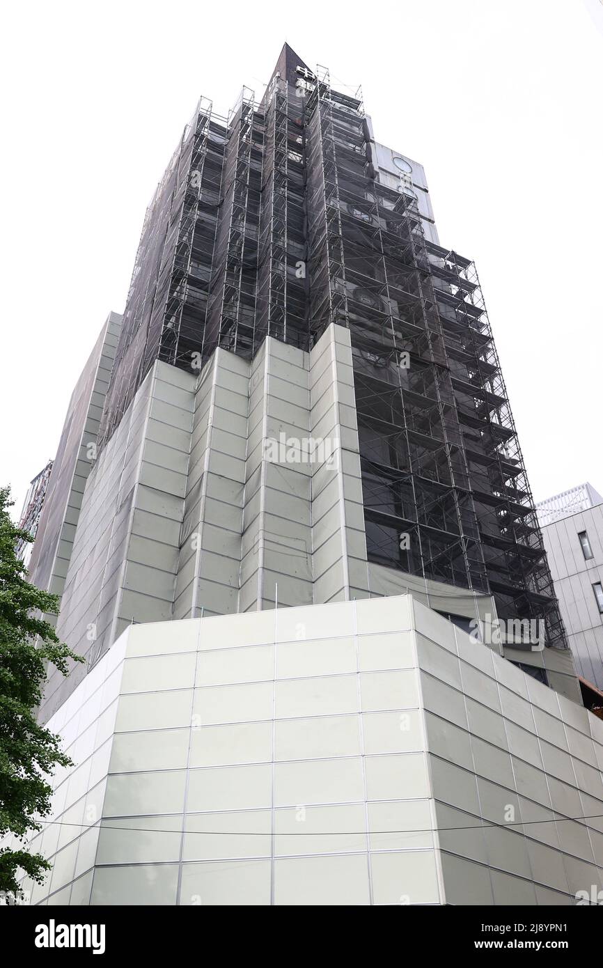 Tokyo, Japan. 19th May, 2022. Demolition work continues at Nakagin ...