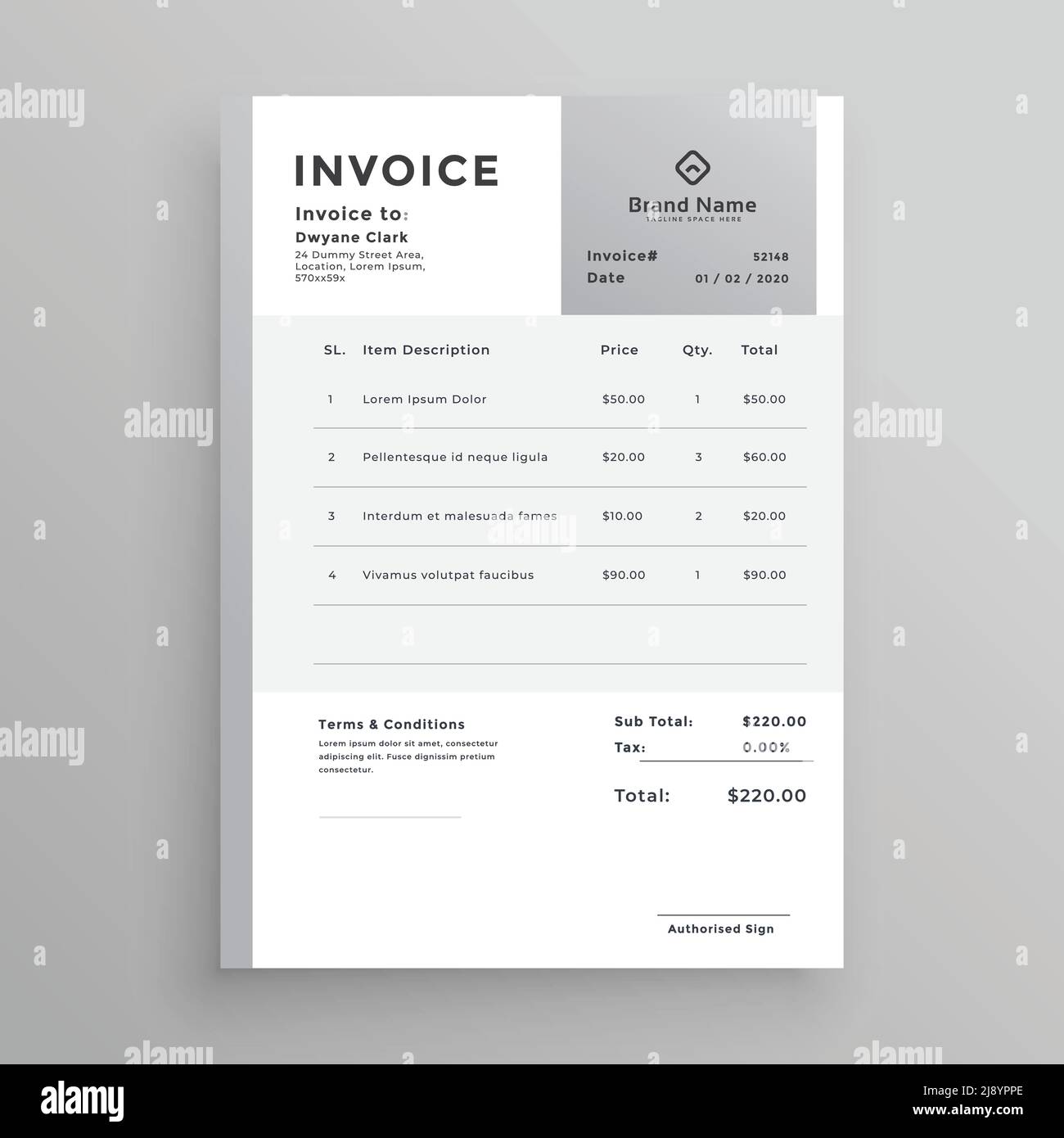 Professional invoice template hi-res stock photography and images - Alamy