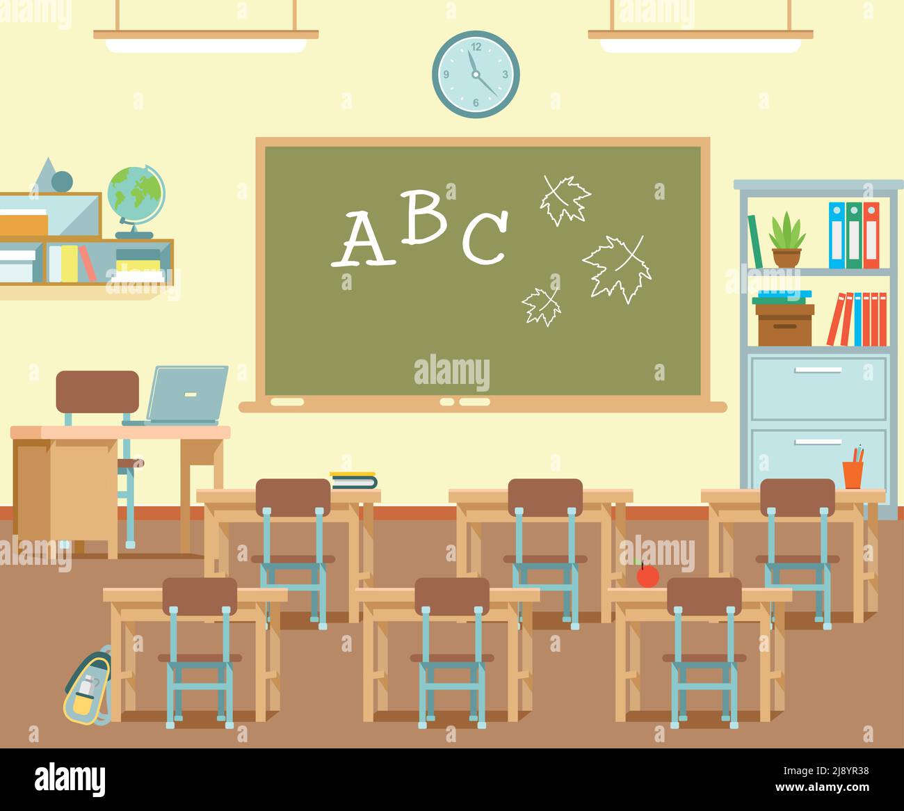 Modern class room interior. Vector illustration in flat style Stock ...