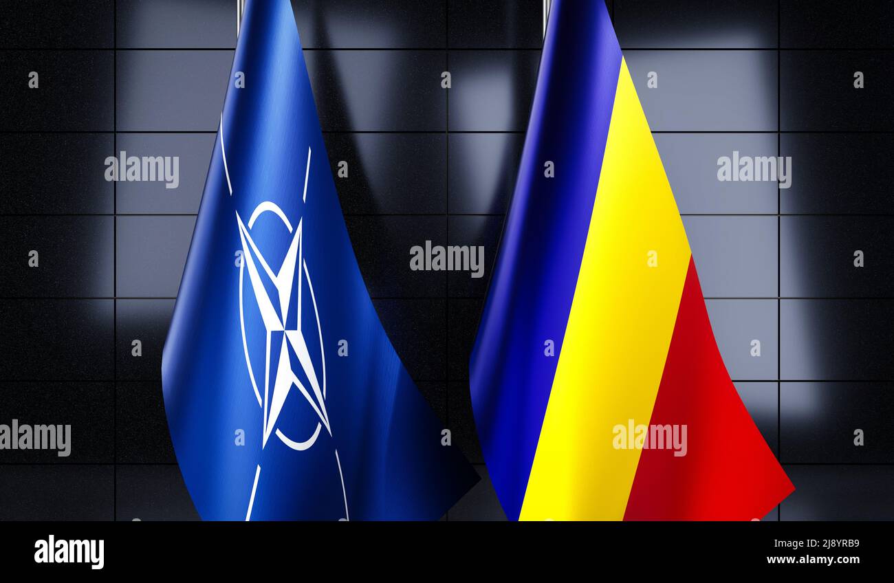 Romania and NATO flags - 3D illustration Stock Photo - Alamy