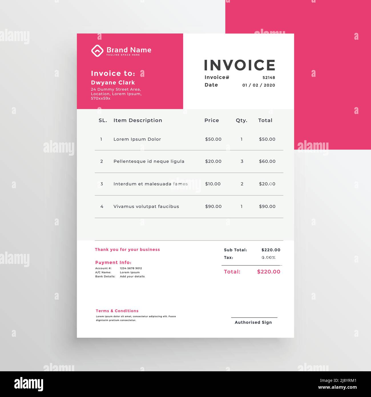 Minimal invoice template hi-res stock photography and images - Alamy