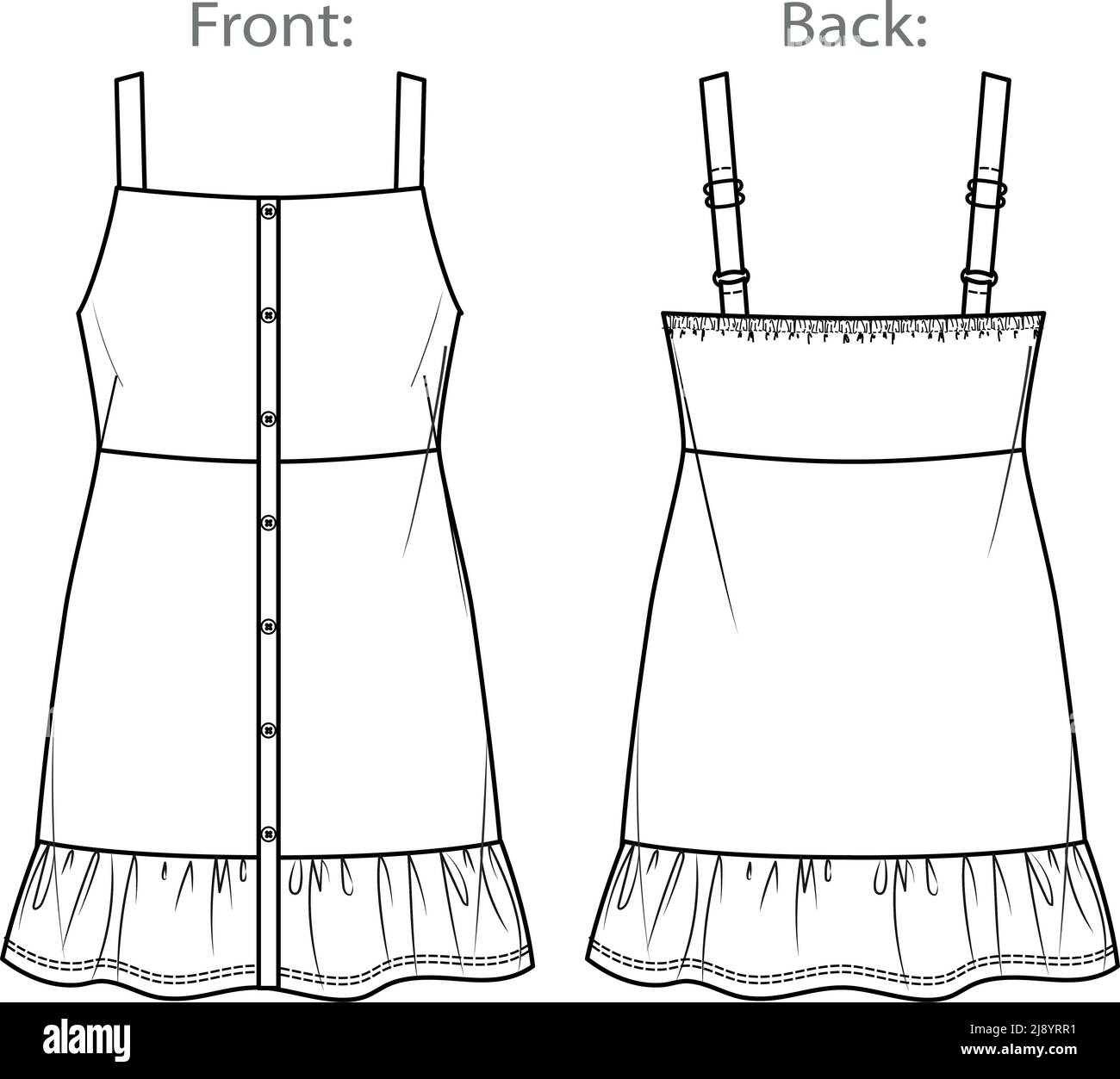 Vector dungaree dress fashion CAD, woman sleeveless mini dress ...