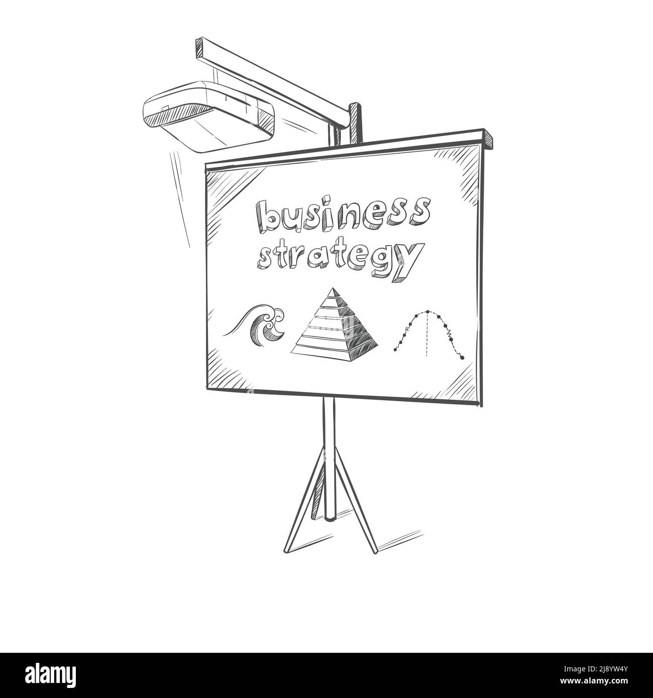 Business presentation sketch template with strategy elements drawing on ...