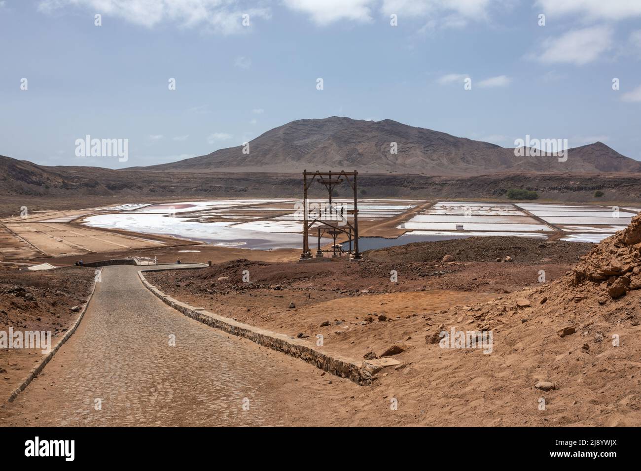 Salt evaporation ponds at Pedra de Lume Salt mine, Sal Island, Cape ...
