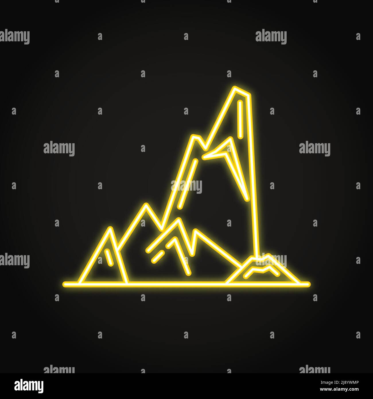 Sloping hill icon in thin line style. Low mountain symbol. Vector ...