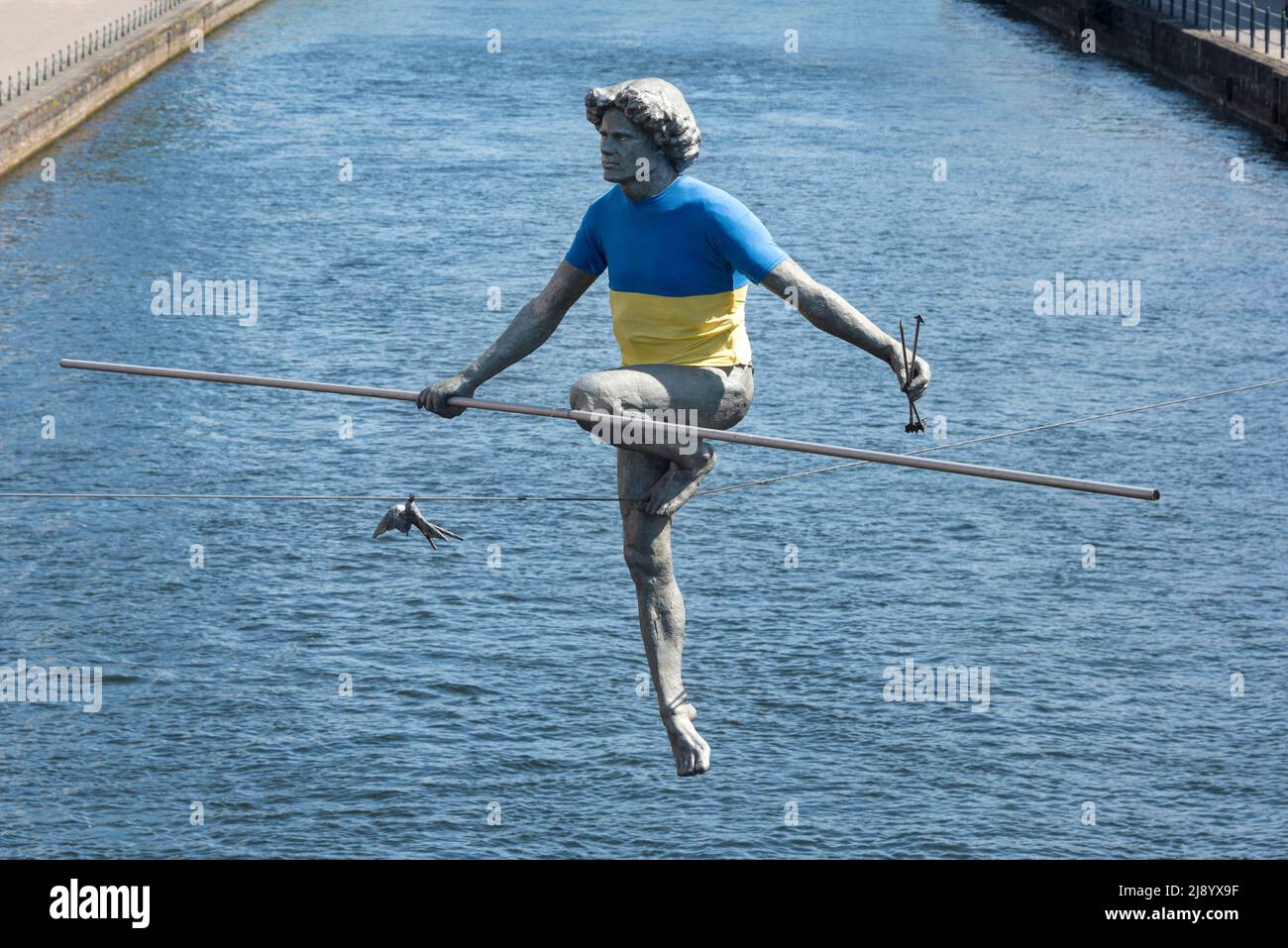 BYDGOSZCZ, POLAND 8th MAY 2022. The tightrope walker balancing ...