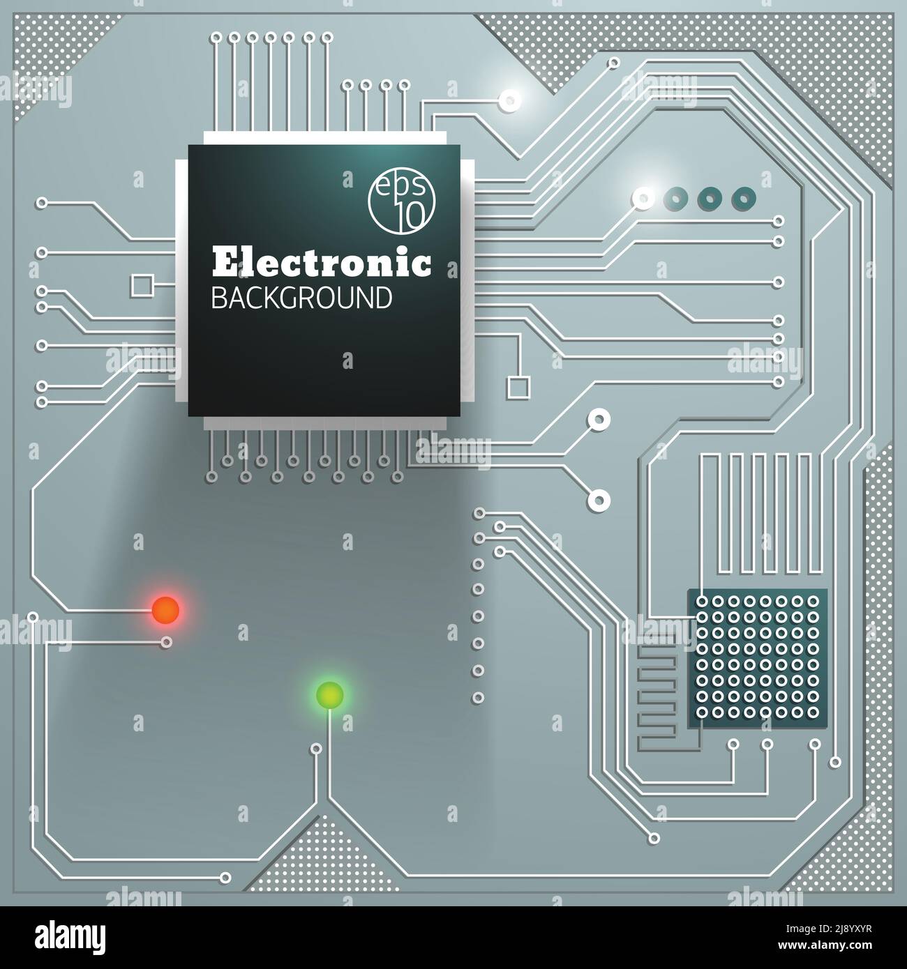 Electronic board with lights background flat vector illustration Stock ...