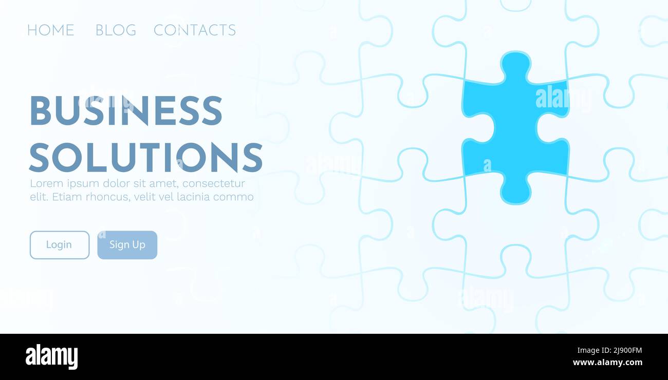 Jigsaw puzzle landing page template. Solution concept. Vector ...