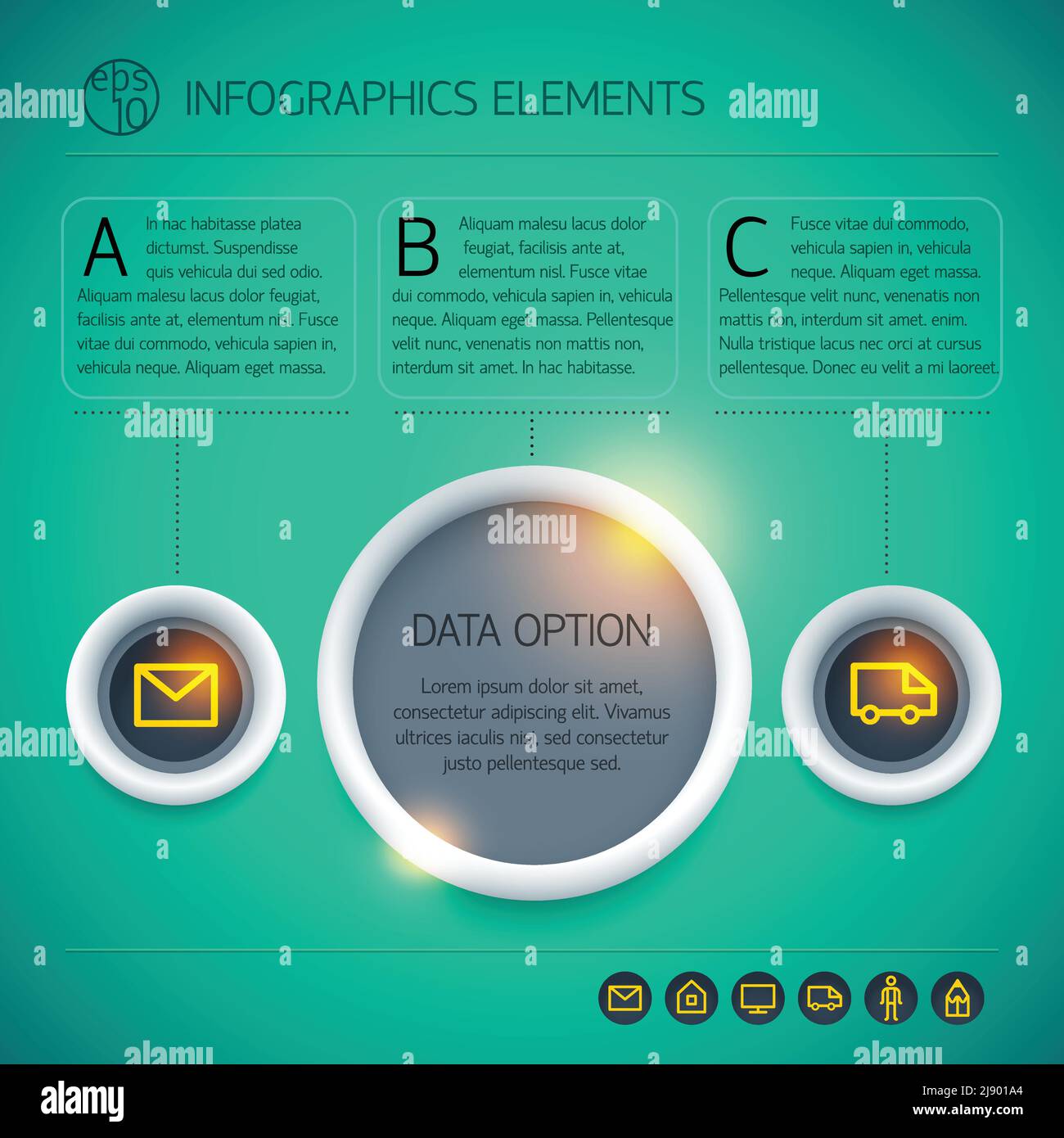 Infographic design concept with circles glowing effects text icons ...