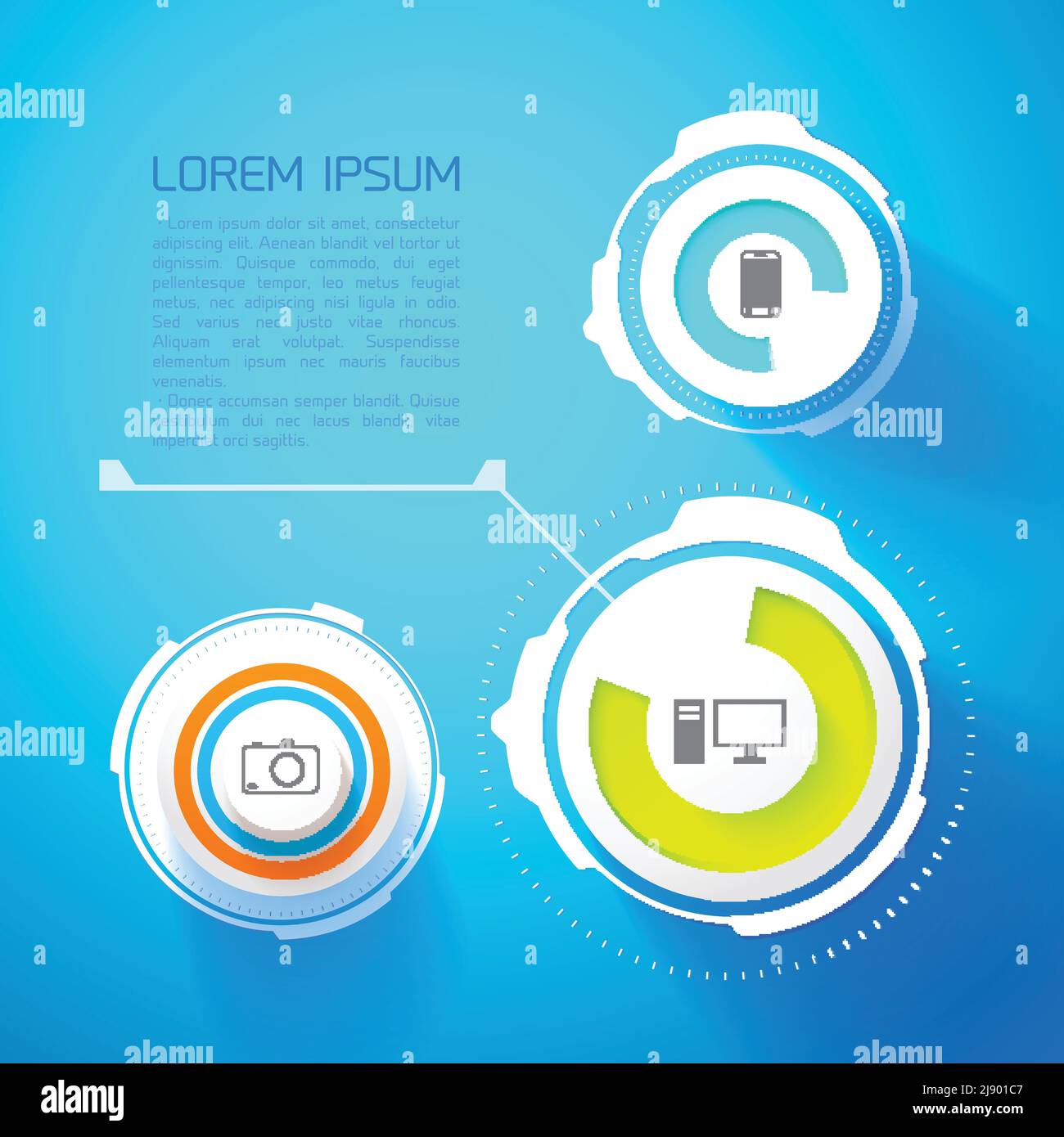 Futuristic infographic template with text innovative abstract circles ...