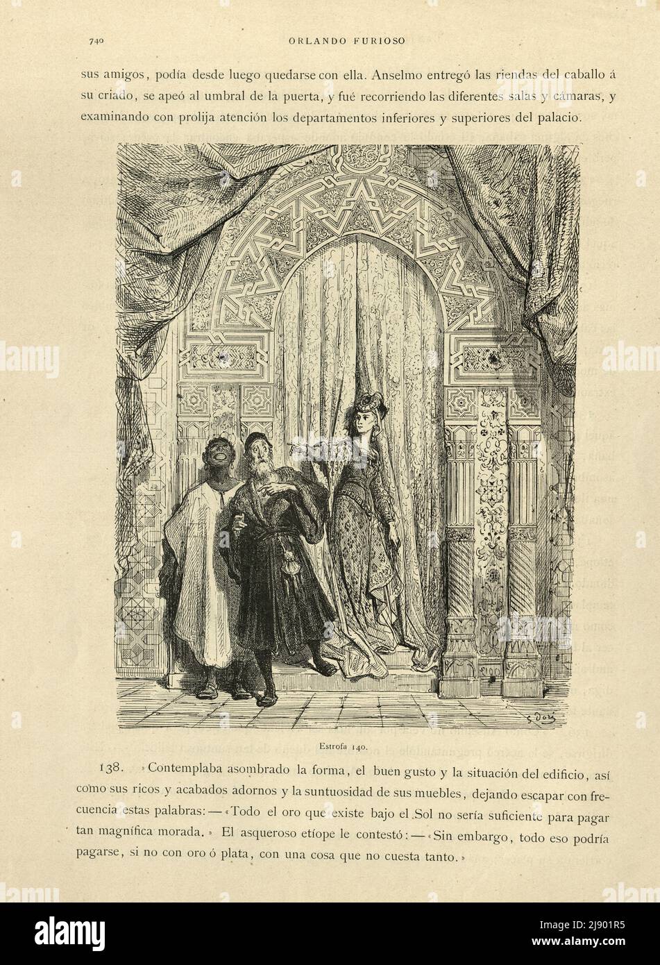 Page from Orlando Furioso illustrated by Gustave Dore, a medieval ...
