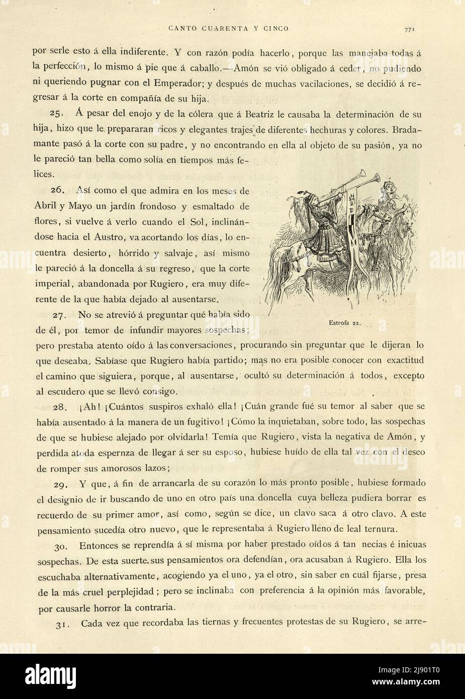 Page from Orlando Furioso illustrated by Gustave Dore, a medieval ...