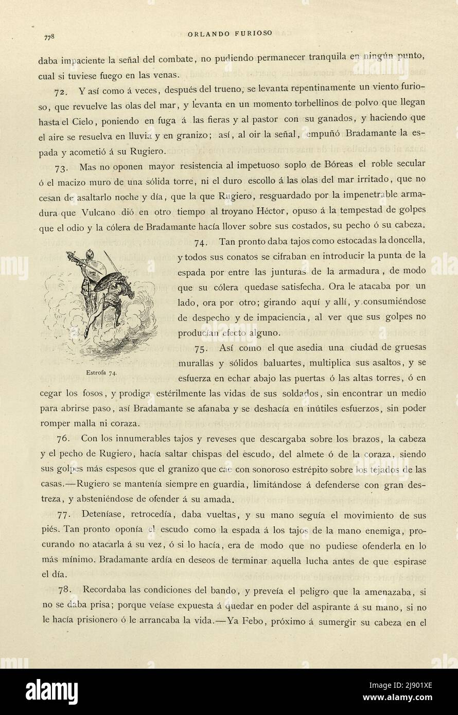 Page from Orlando Furioso illustrated by Gustave Dore, a medieval ...