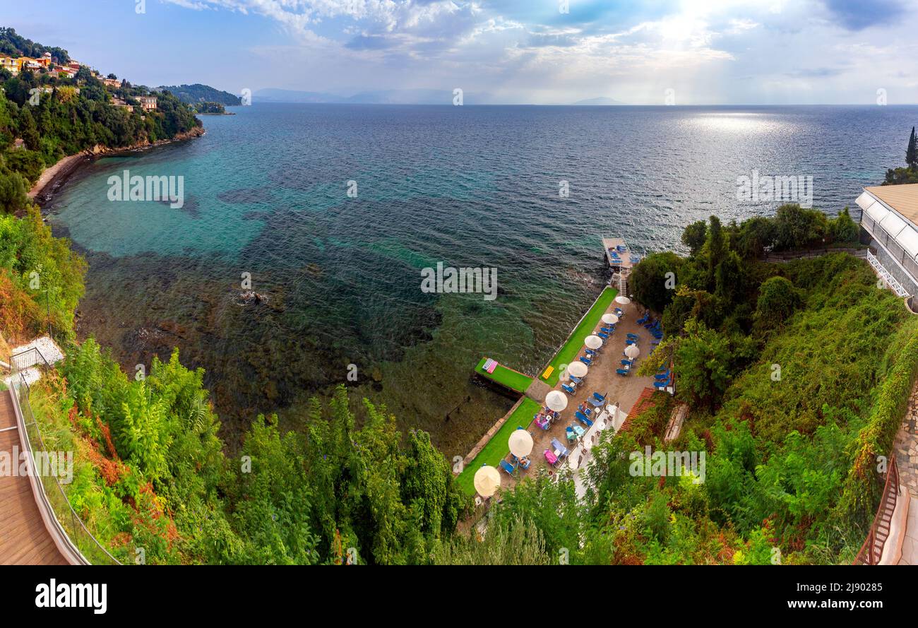 Picturesque coastline with beaches on the island of Corfu. Greece Stock ...