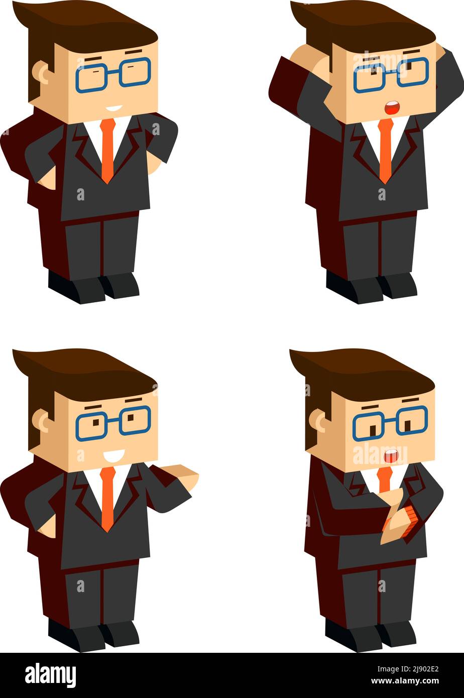 vector 3d flat businessman character emotions on white background Stock ...