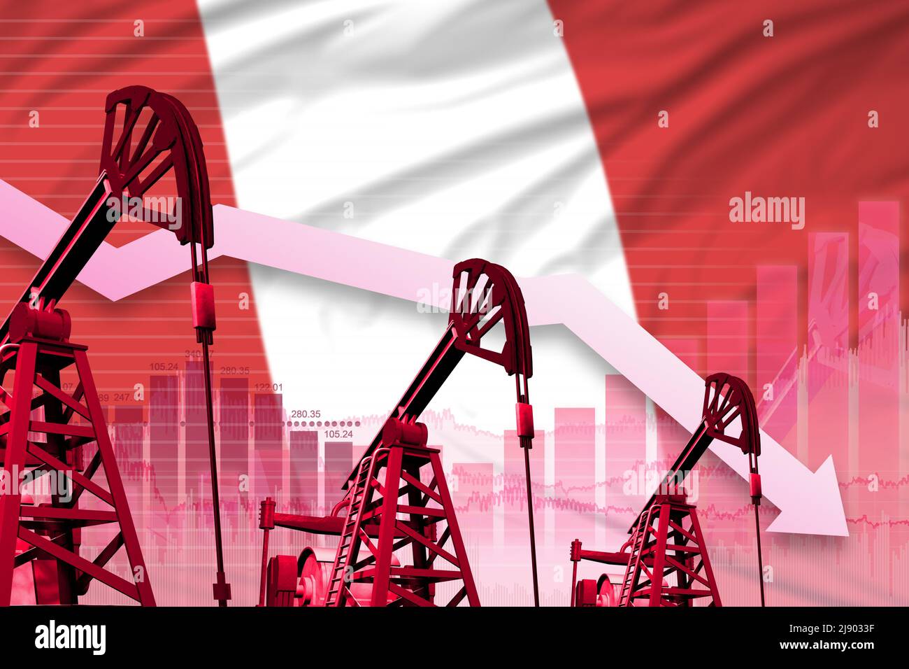 Peru oil industry concept, industrial illustration - lowering down ...