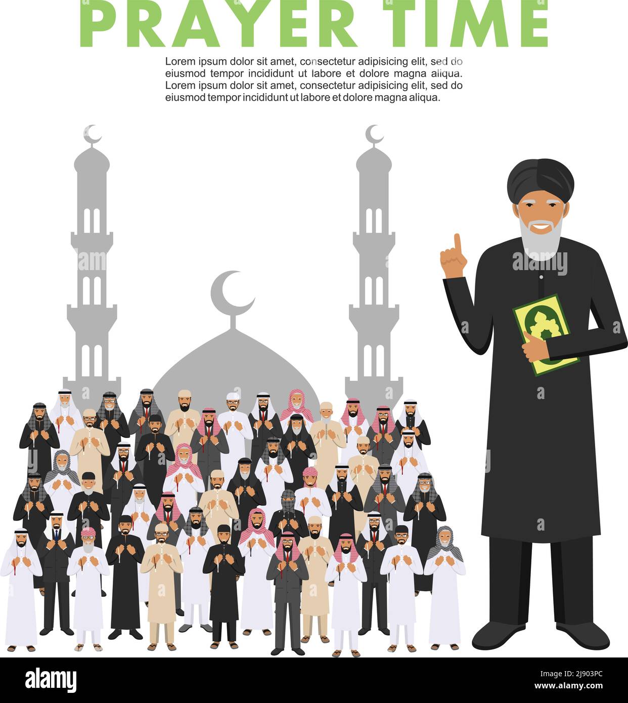 Islamic people standing together with beads in hands and pray. Mufti ...