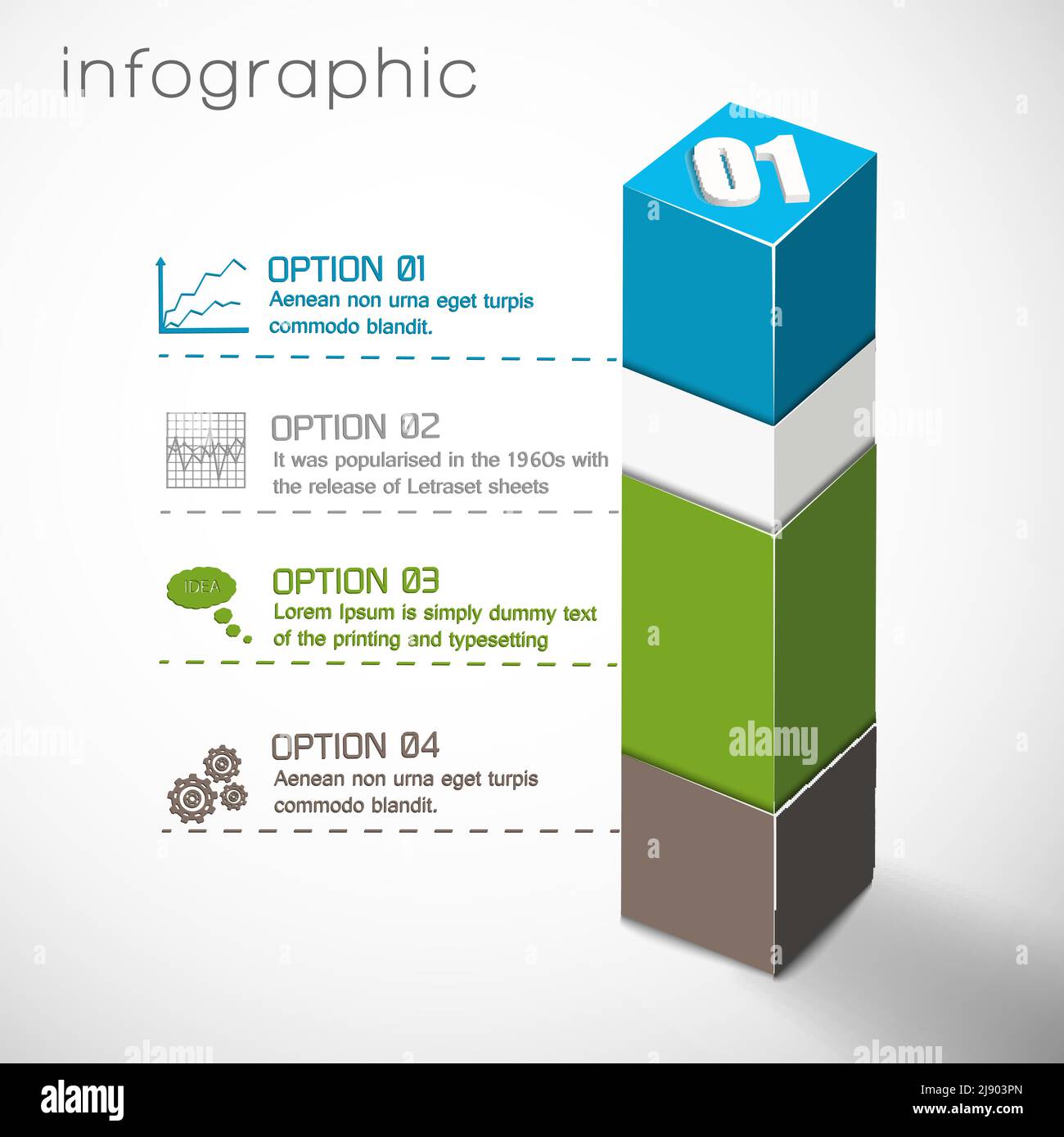 Infographics with 3d composition from geometric shapes and set of icons ...