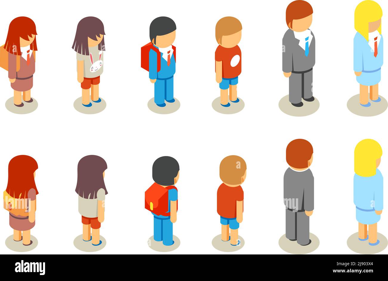 Isometric flat 3d school students and teacher people. Education people ...