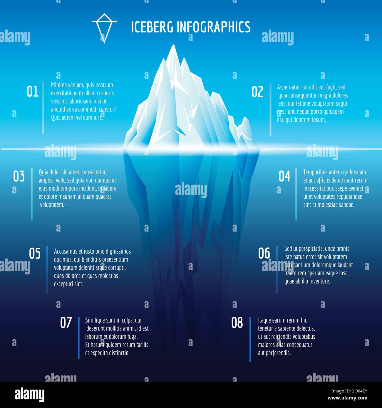 Iceberg infographics. Structure design, ice and water, sea vector ...