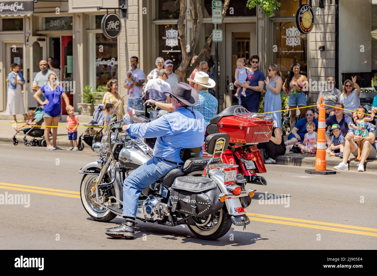 Men riding Harley Davidsons in the Franklin Rodeo Parade Stock Photo ...